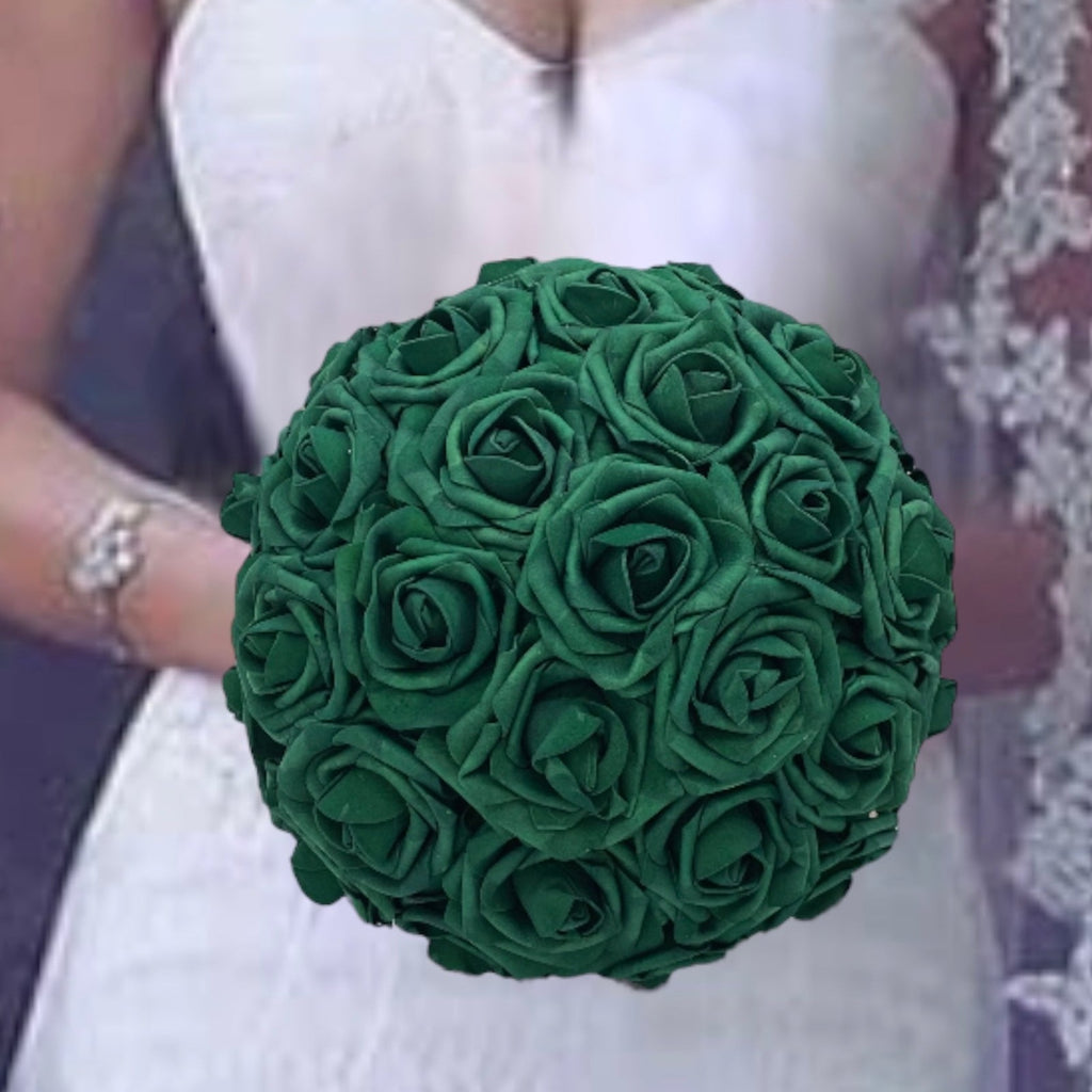 Emerald Green Round Bouquet l Real Touch Roses Bouquet~ BOU-010 ...